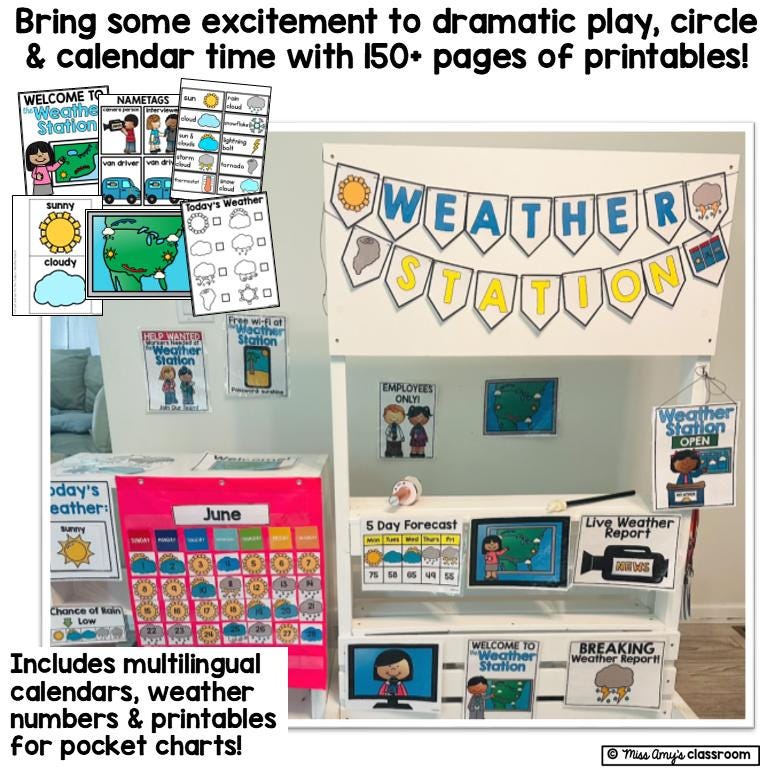 Weather Station Dramatic Play Center - Weather Chart, Calendars ...