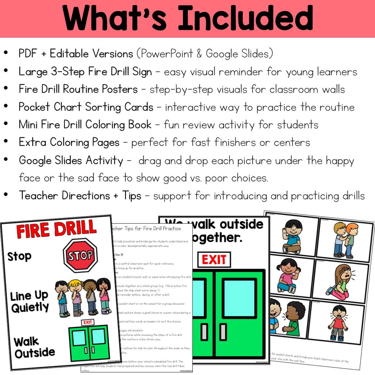 Fire Drill Routine Visuals & Activities - Preschool, Kindergarten Fire ...