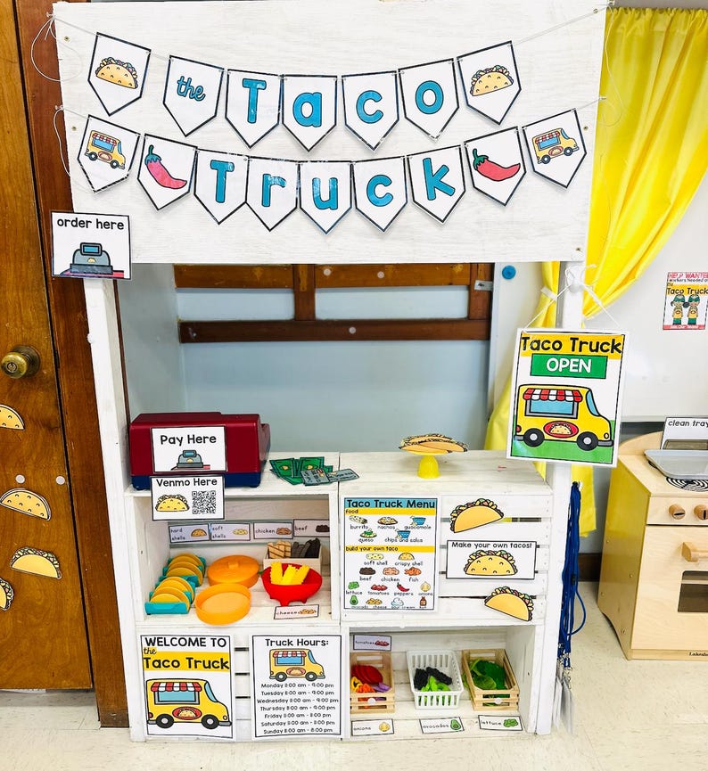 Taco Stand Dramatic Play Printable - Taco Truck Pretend Play Center for ...
