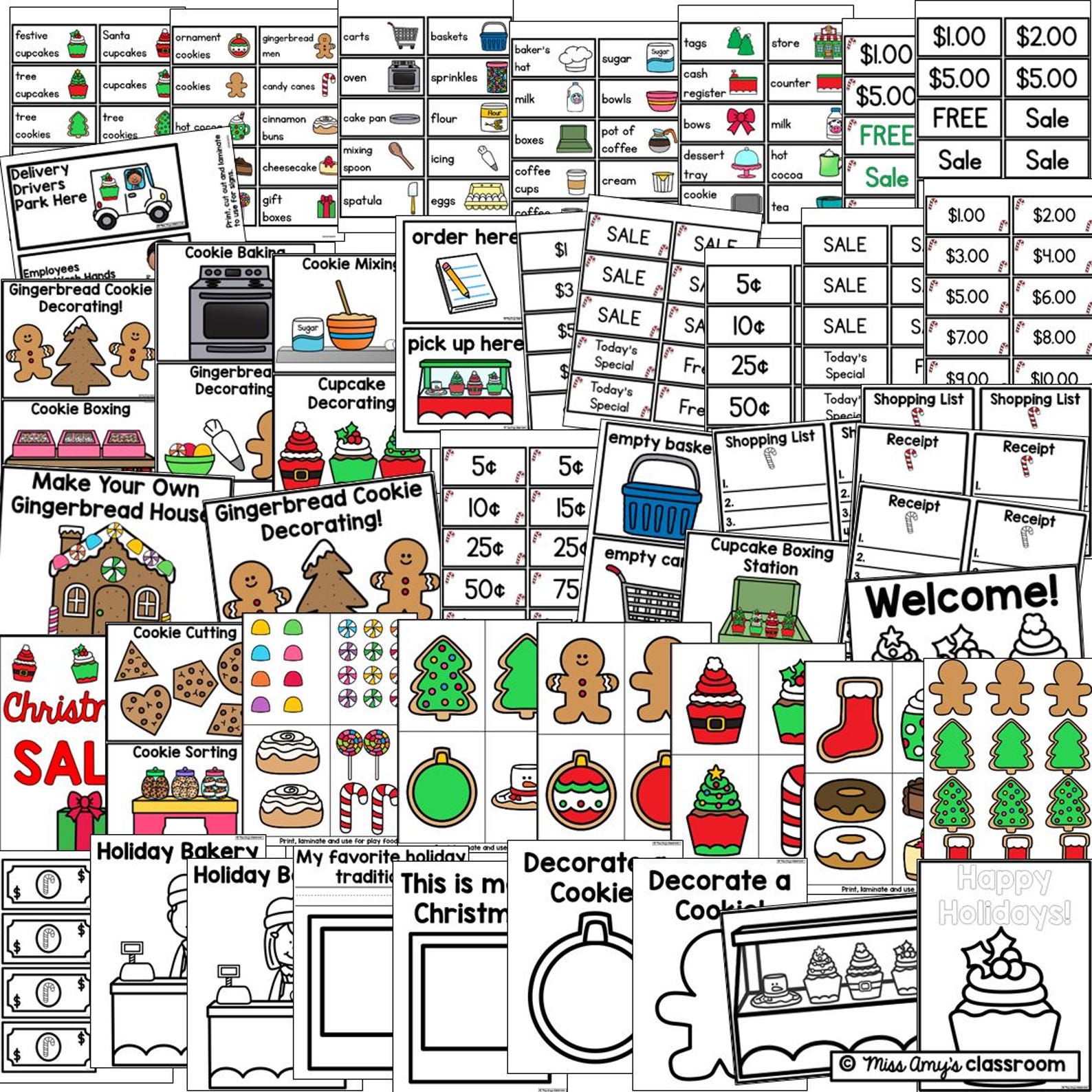 Christmas Bakery Dramatic Play Printables: Holiday Pretend Play Center ...