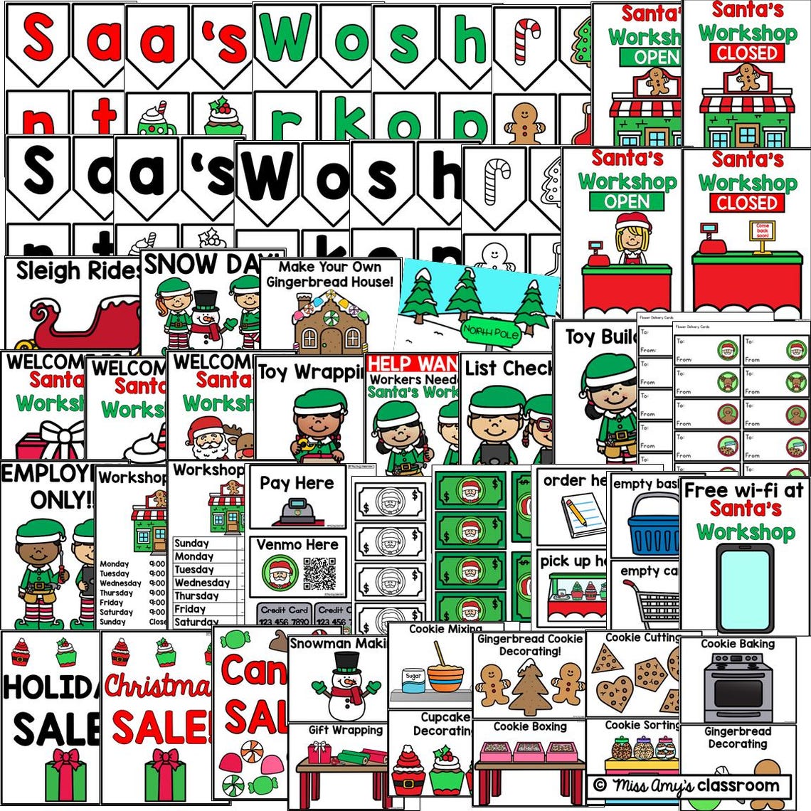 Santa's Workshop Dramatic Play Printables for Preschoolers- Christmas ...