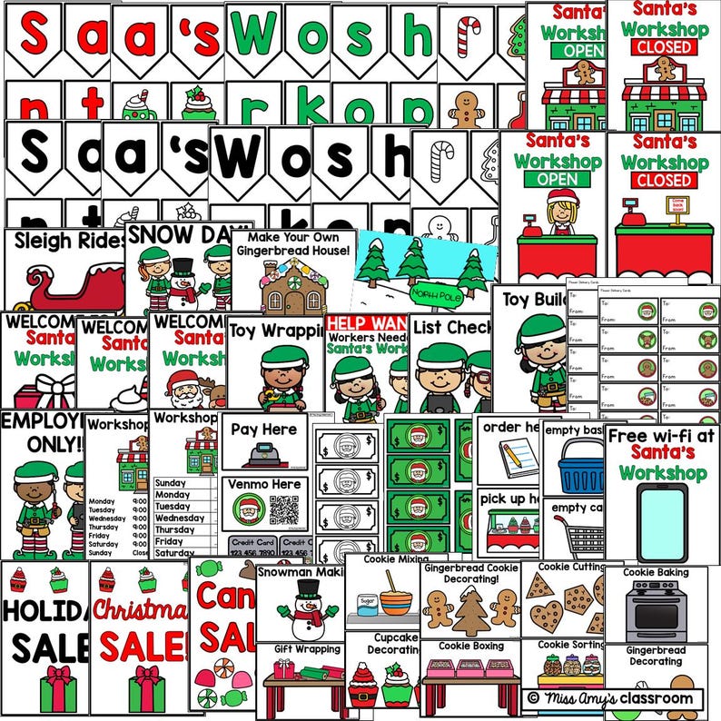 Santa's Workshop Dramatic Play Printables for Preschoolers- Christmas ...
