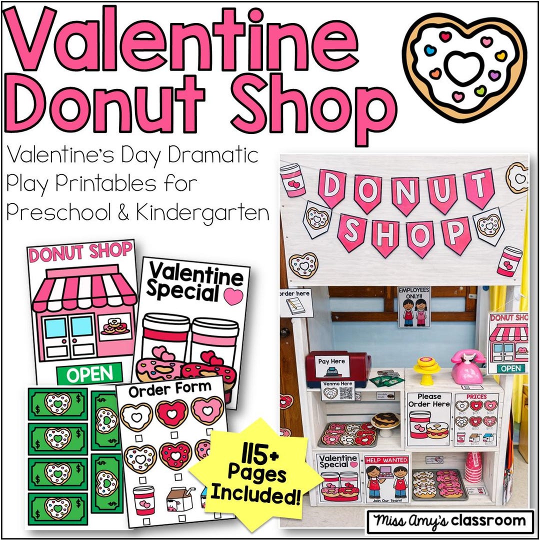 Valentine Donut Shop Dramatic Play Center - Preschool & Kindergarten ...