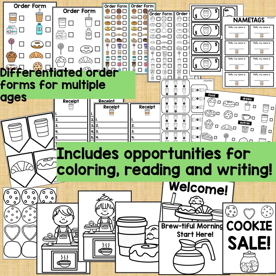 Coffee Shop Dramatic Play Center: Printable Cafe Pretend Play (PDF) - Etsy