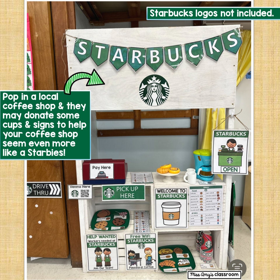 Starbucks Themed Dramatic Play Coffee Shop Printables Pretend Play for ...
