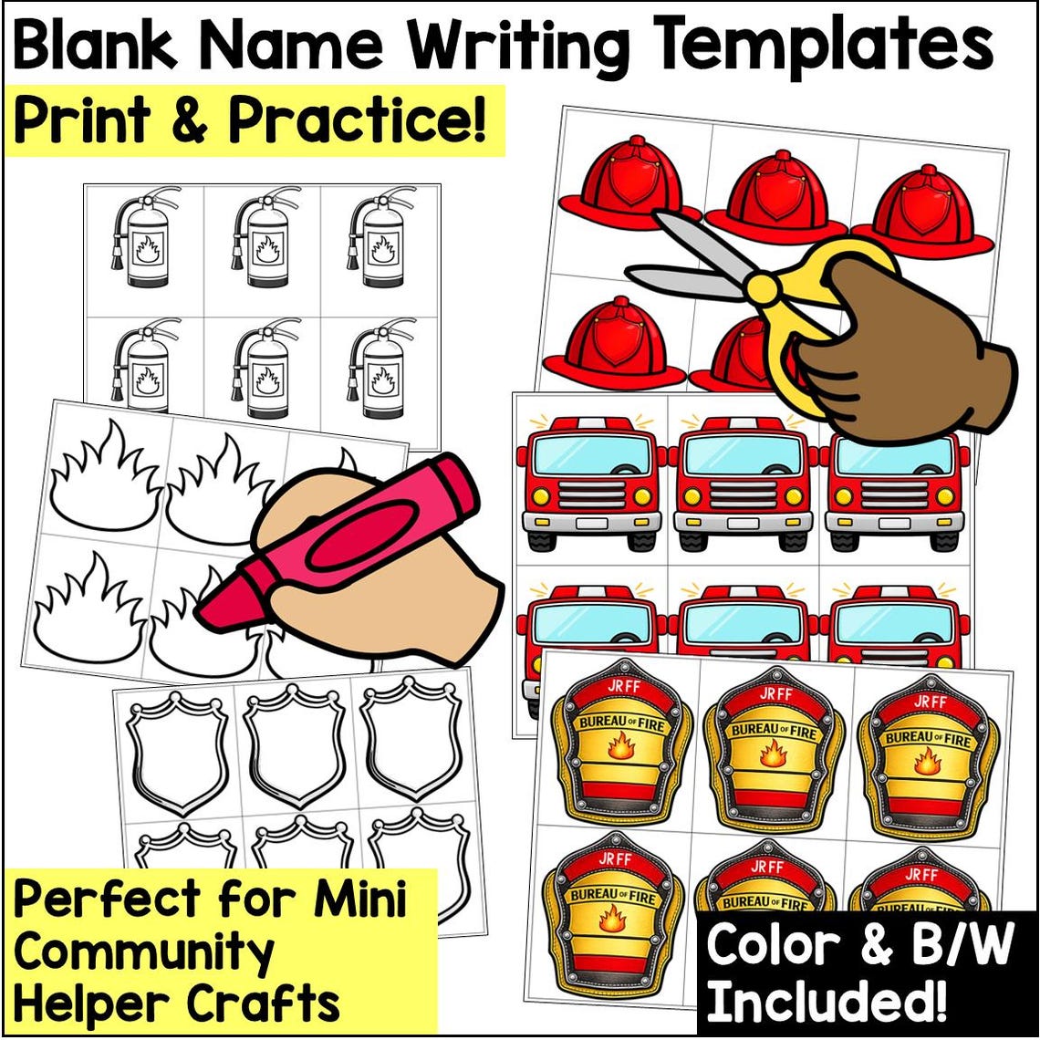 Editable Firefighter Name Tags - Fire Safety Week Printable Badges ...