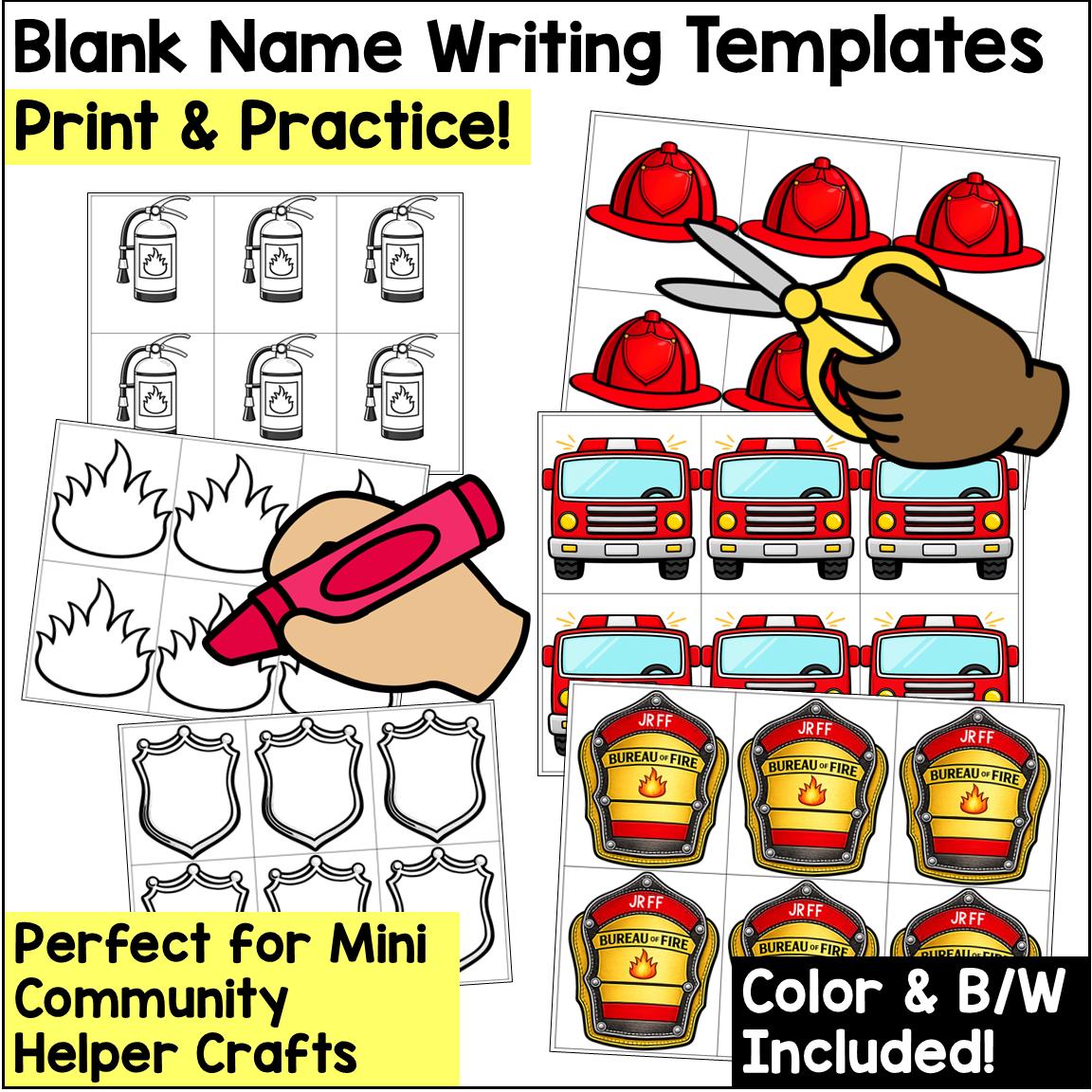 Editable Firefighter Name Tags - Fire Safety Week Printable Badges ...