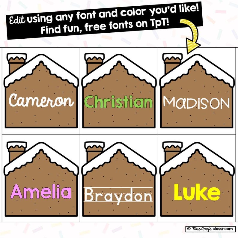 EDITABLE Gingerbread Name Tags for Christmas Tags & Holiday Bulletin ...