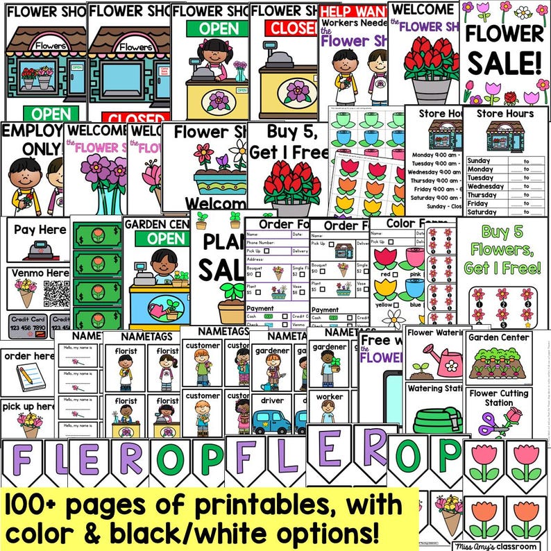 Flower Shop Dramatic Play Printables: Preschool Garden Center (PDF) - Etsy