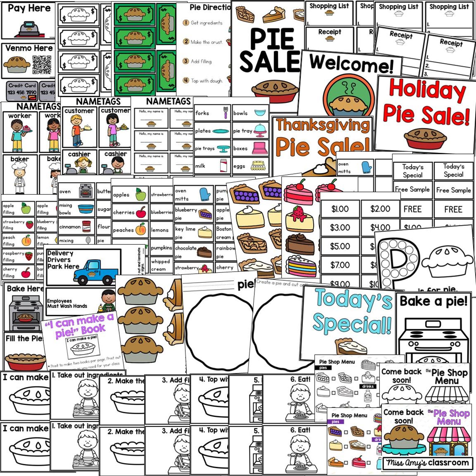 Dramatic Play Bakery Printables - Thanksgiving Pie Shop Pretend Play ...