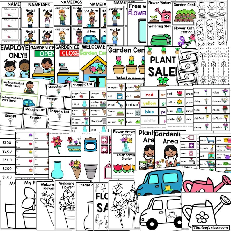 Flower Shop Dramatic Play Printables: Preschool Garden Center (PDF) - Etsy