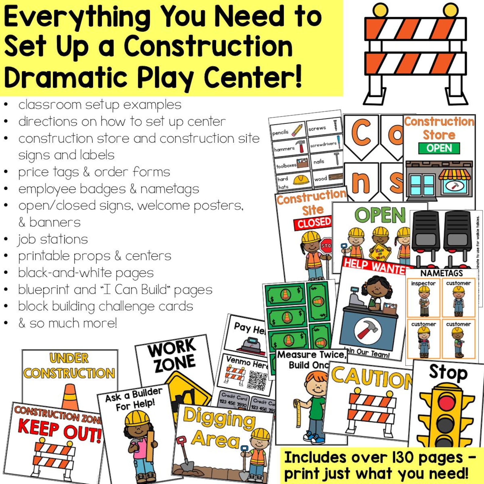 Construction Site Dramatic Play Printables: Preschool Learning (PDF) - Etsy
