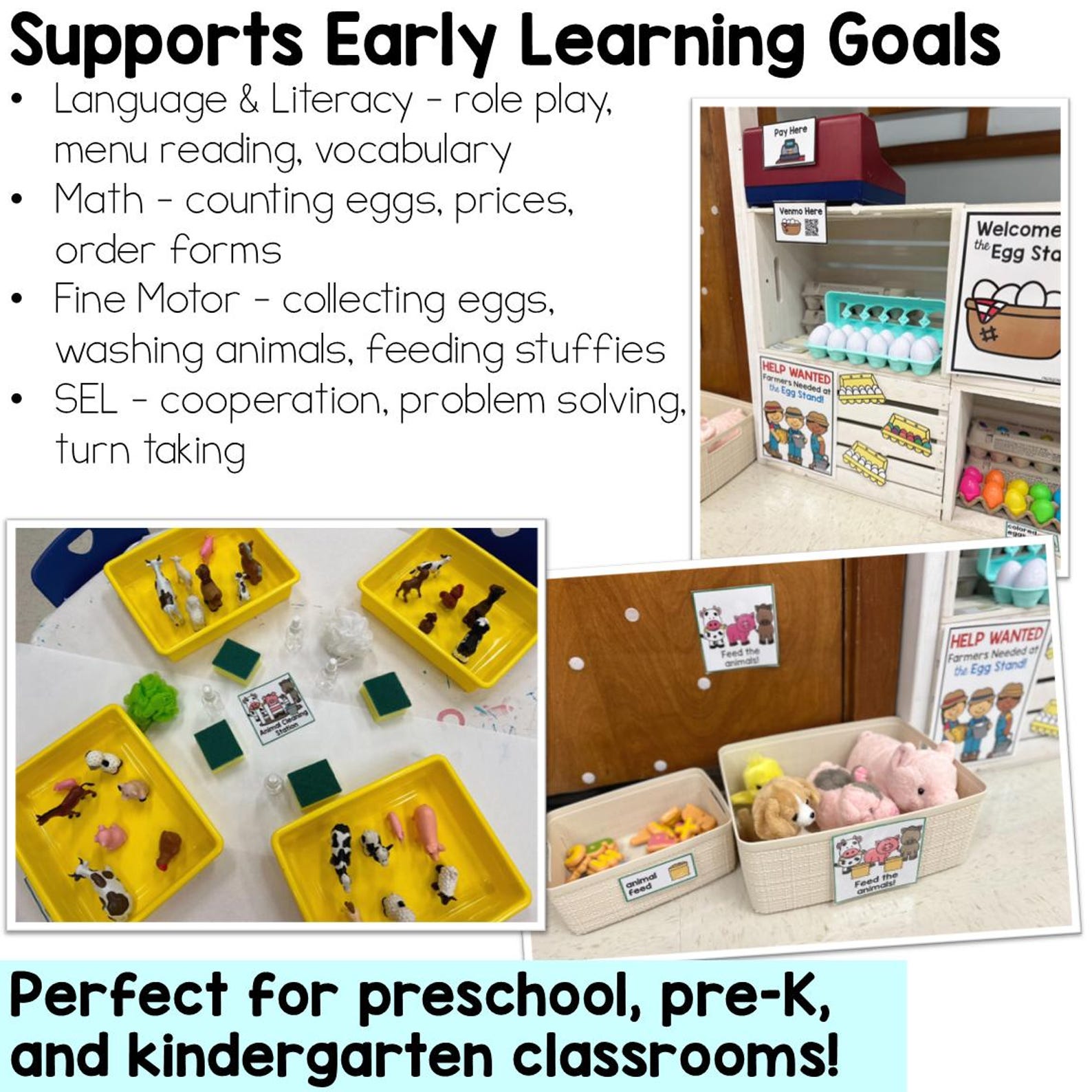 Spring Dramatic Play Centers Bundle - Flower Shop & Egg Stand / Farm ...