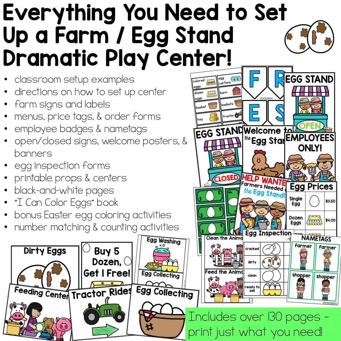 Spring Dramatic Play Centers Bundle - Flower Shop & Egg Stand / Farm ...