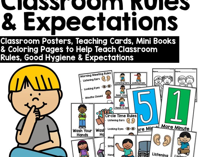 Editable Classroom Rules Posters: Preschool, Kindergarten Visuals (PDF ...