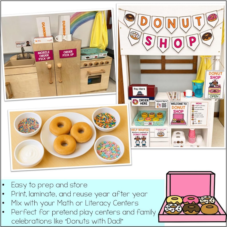 Donut Shop Dramatic Play Printables: Bakery Pretend Play for Toddlers ...