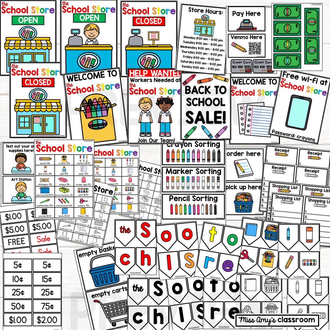 School Store Dramatic Play Printables- Back to School Pretend Play ...