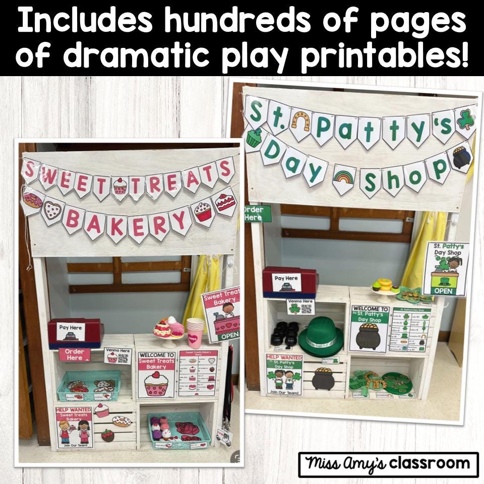February & March Dramatic Play Printables: Sweet Treats Bakery + St ...