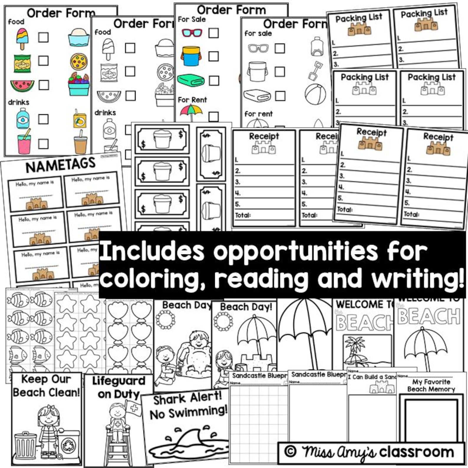 Beach Dramatic Play Printables for Kids – Summer Pretend Play Center ...