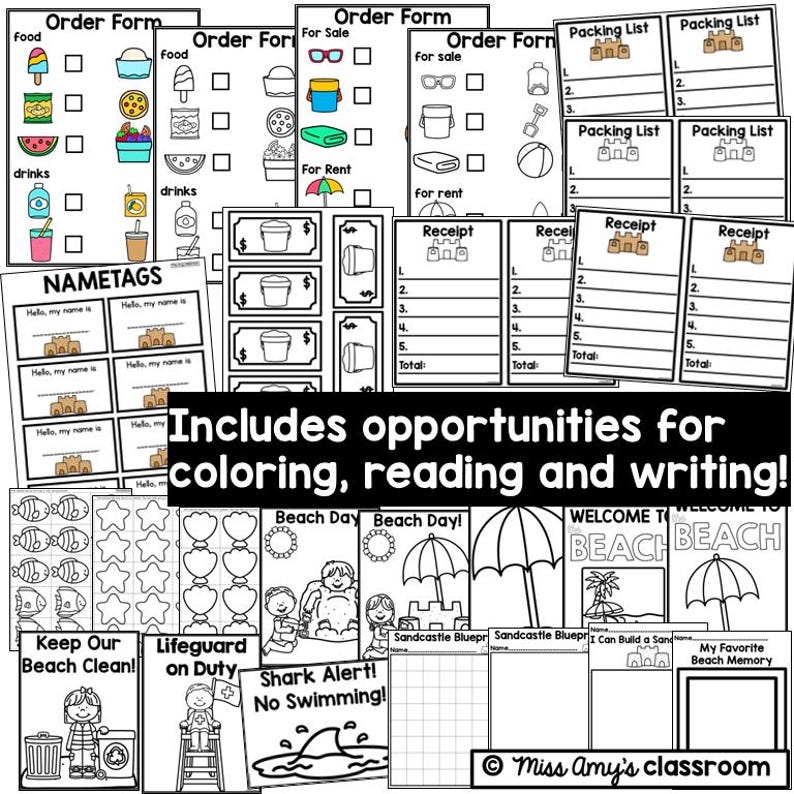 Beach Dramatic Play Printables for Kids – Summer Pretend Play Center ...