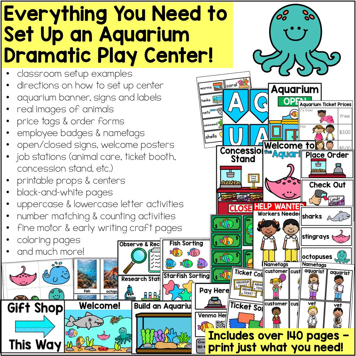 Aquarium Dramatic Play Center Printables for Preschool & Kindergarten ...
