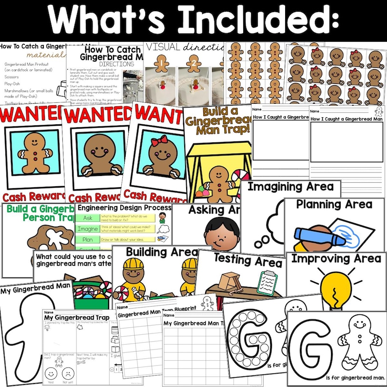 Gingerbread Man STEM Activity: Christmas Preschool & Kindergarten ...