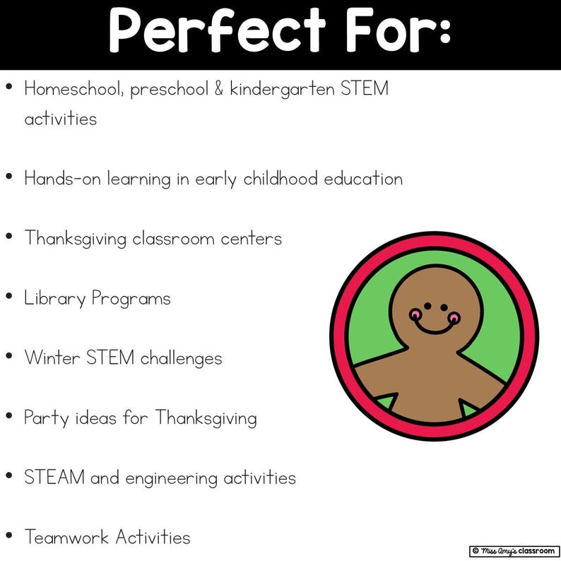 Gingerbread Man STEM Activity: Christmas Preschool & Kindergarten ...