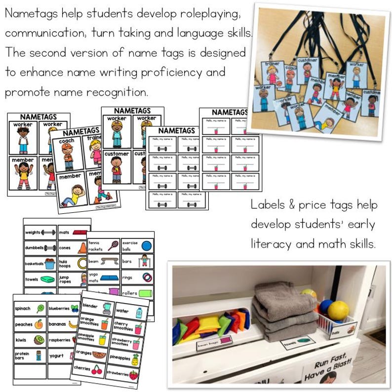 Gym & Smoothie Bar Dramatic Play Printables: Preschool Fitness (digital ...