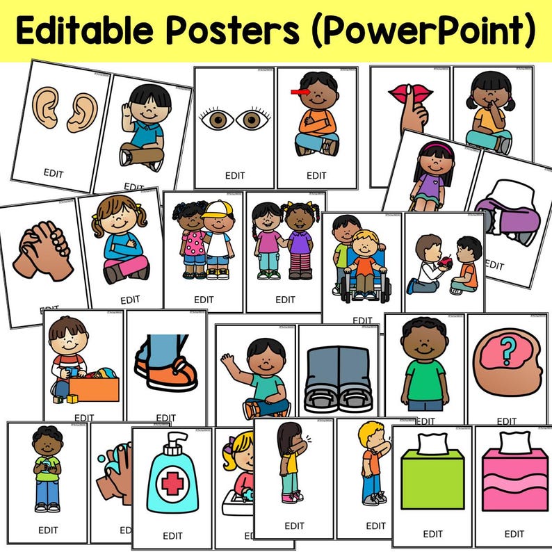 Editable Classroom Rules Posters: Preschool, Kindergarten Visuals (PDF ...