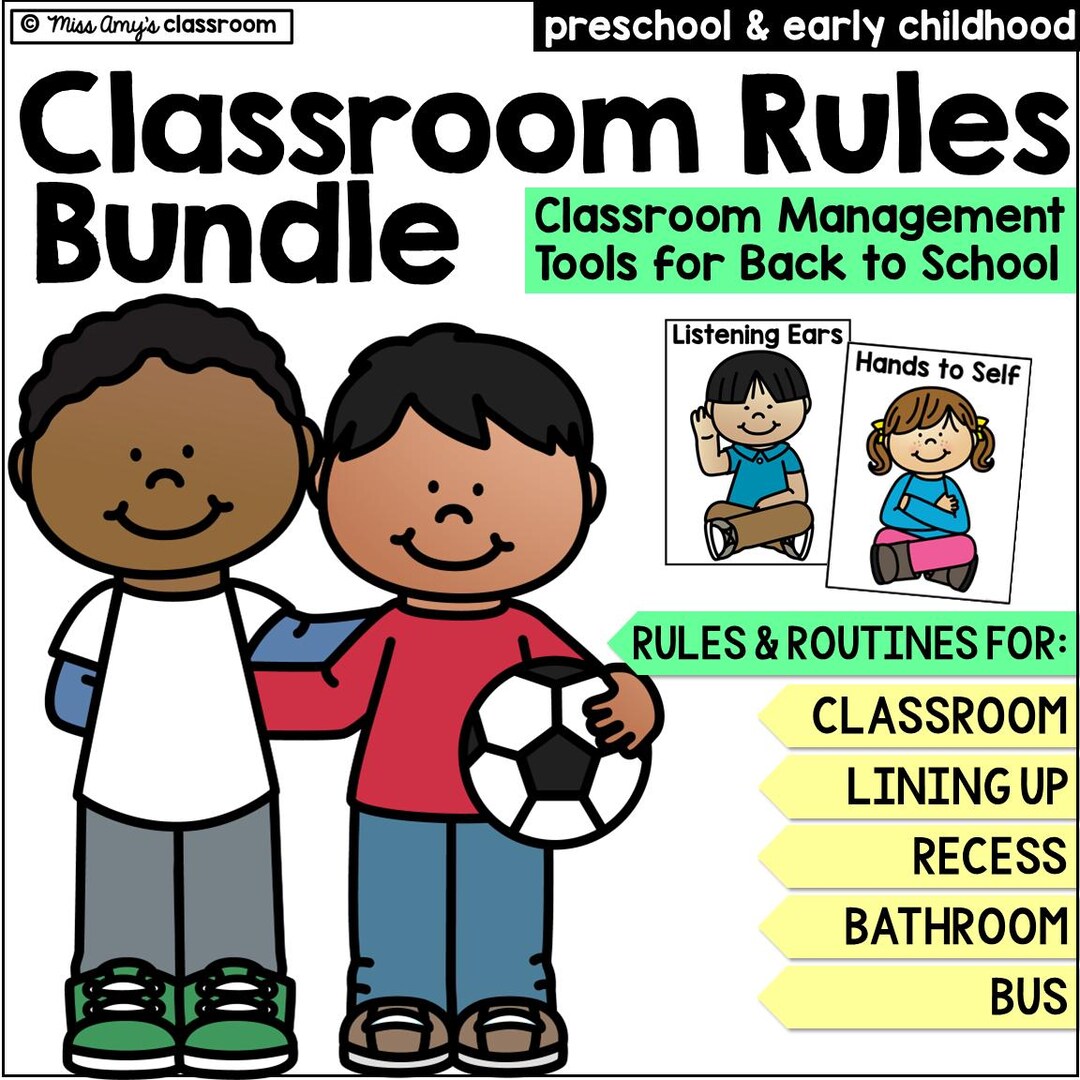 Preschool Classroom Rules Bundle - Posters, Mini Books & Behavior ...