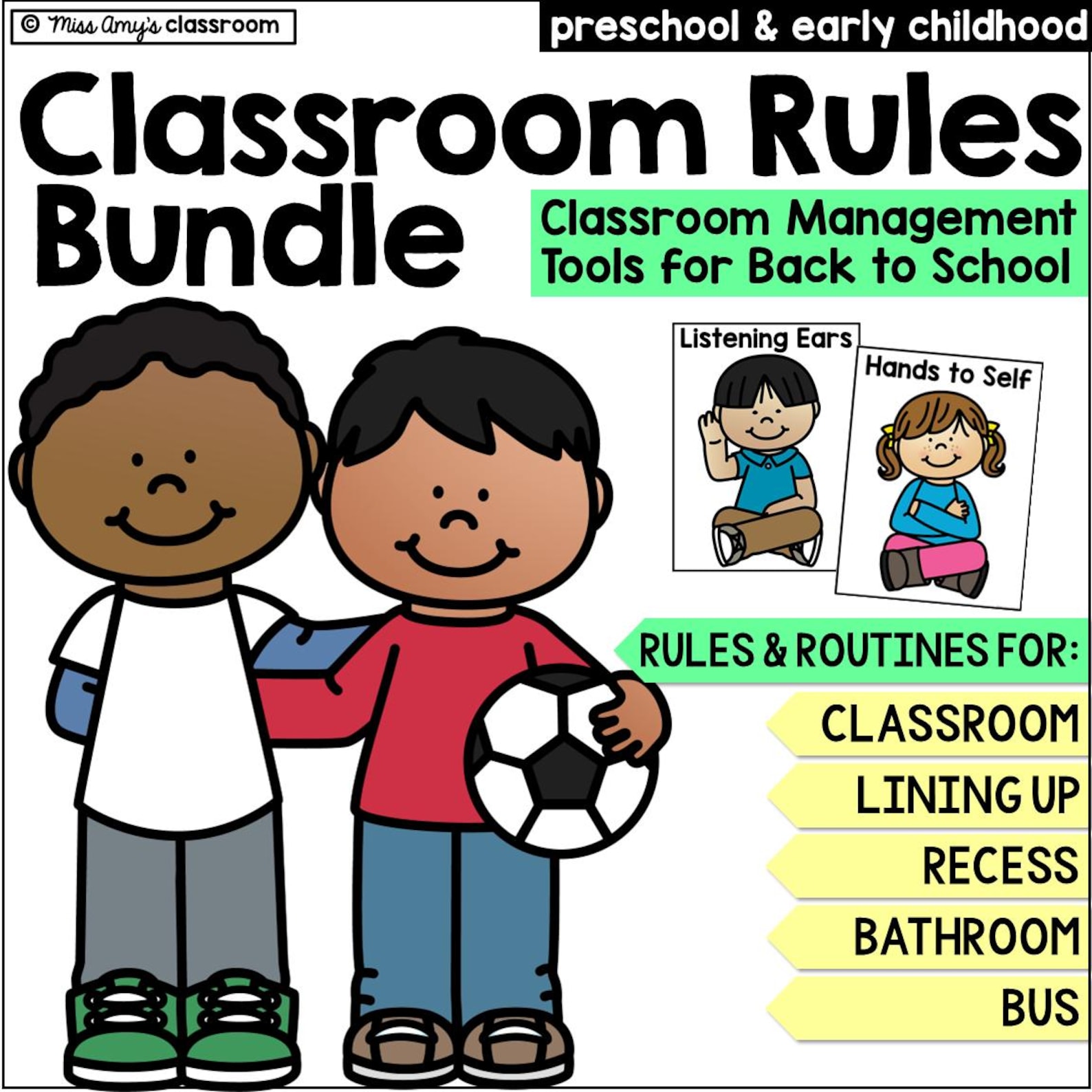 Preschool Classroom Rules Bundle - Posters, Mini Books & Behavior ...