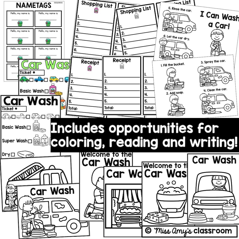 Car Wash Dramatic Play Printables: Pretend Play Props (90+ Pages) - Etsy