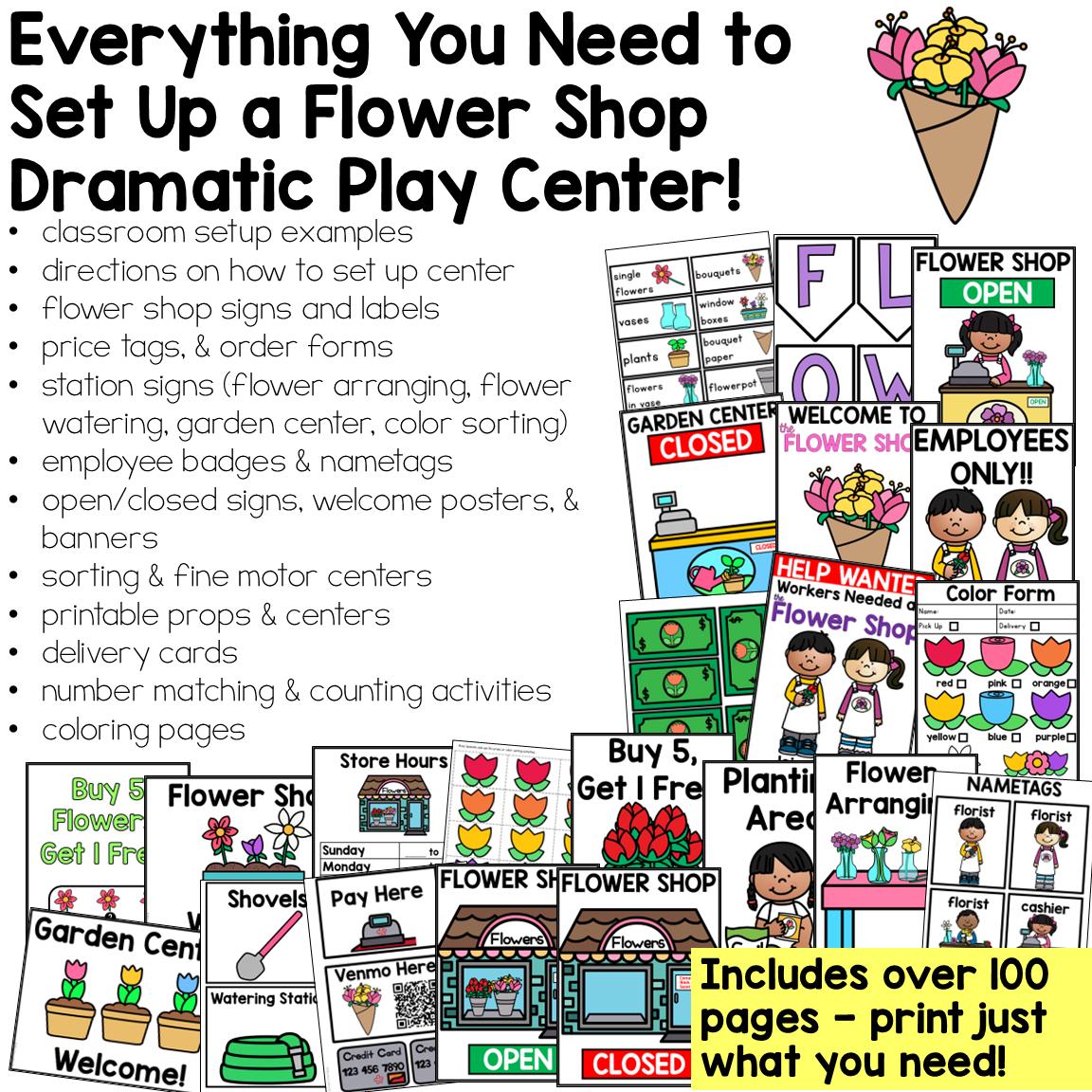 Spring Dramatic Play Centers Bundle - Flower Shop & Egg Stand / Farm ...