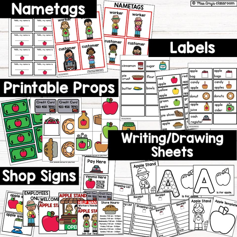 Apple Stand Dramatic Play Printables: Fall Preschool Activity (PDF ...