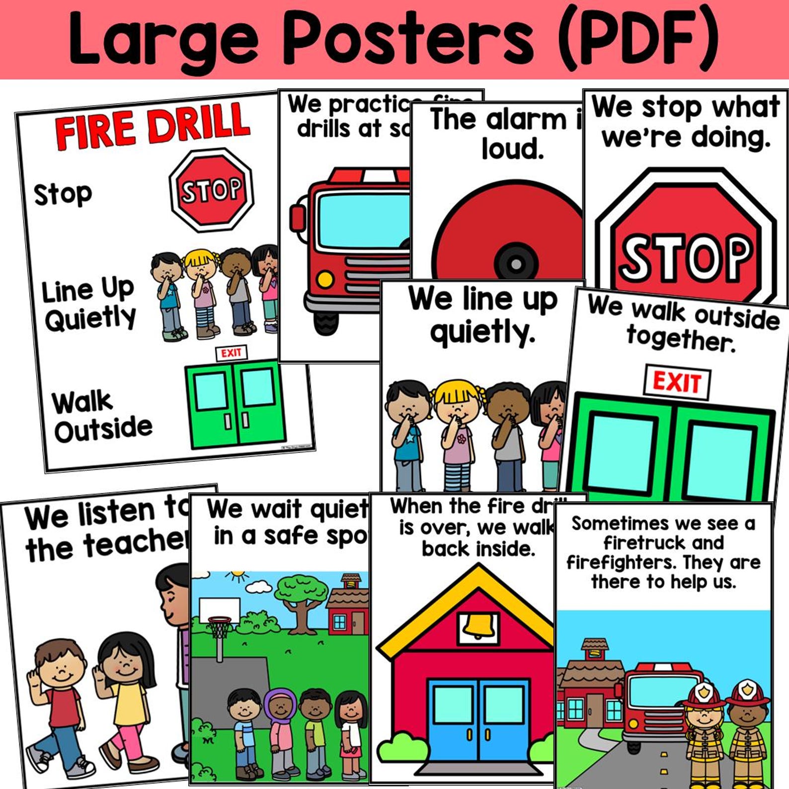 Fire Drill Routine Visuals & Activities - Preschool, Kindergarten Fire ...
