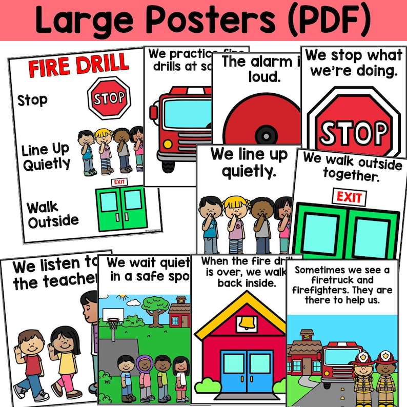 Fire Drill Routine Visuals & Activities - Preschool, Kindergarten Fire ...