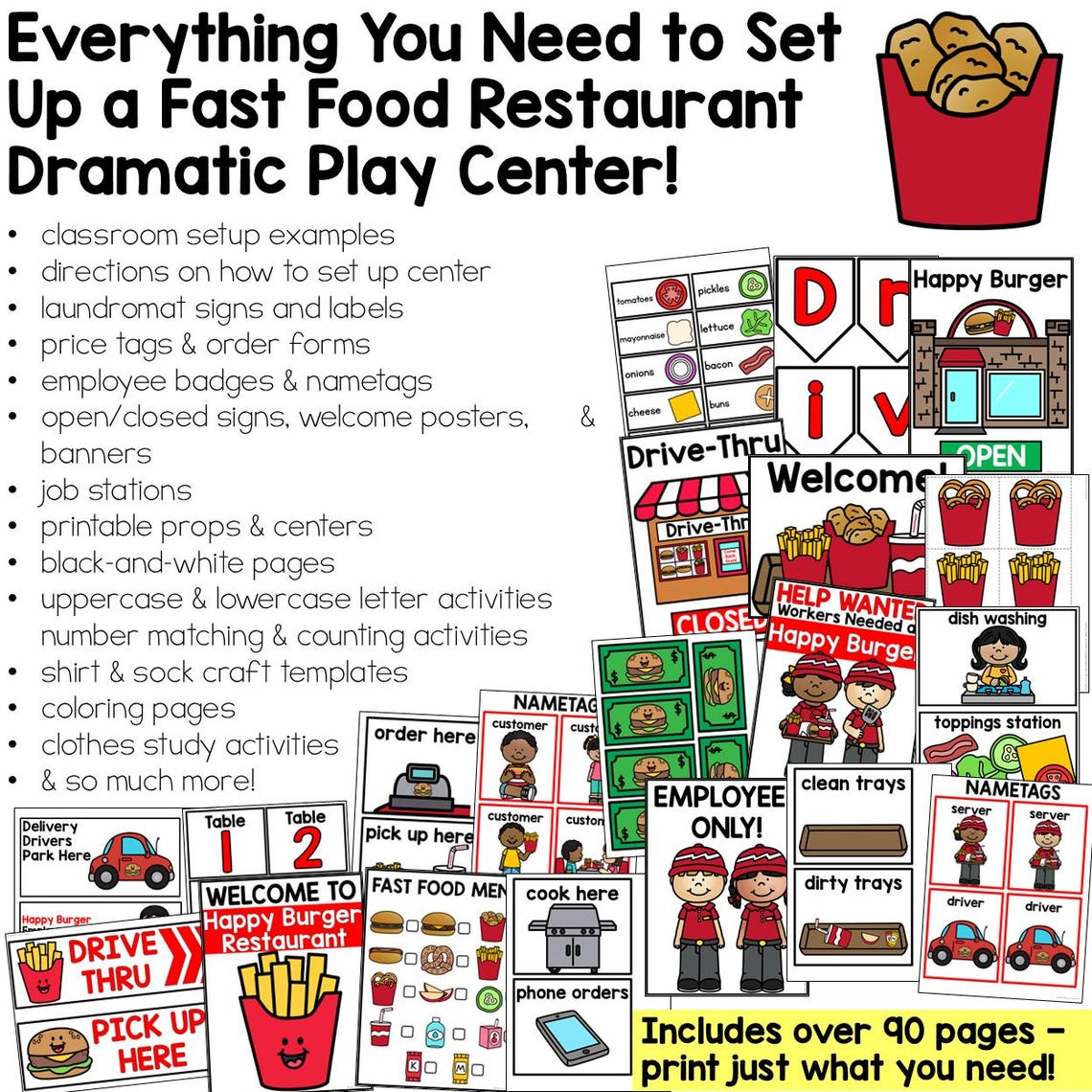 Printable Fast Food Restaurant: Pretend Play Drive-thru (PDF Download ...