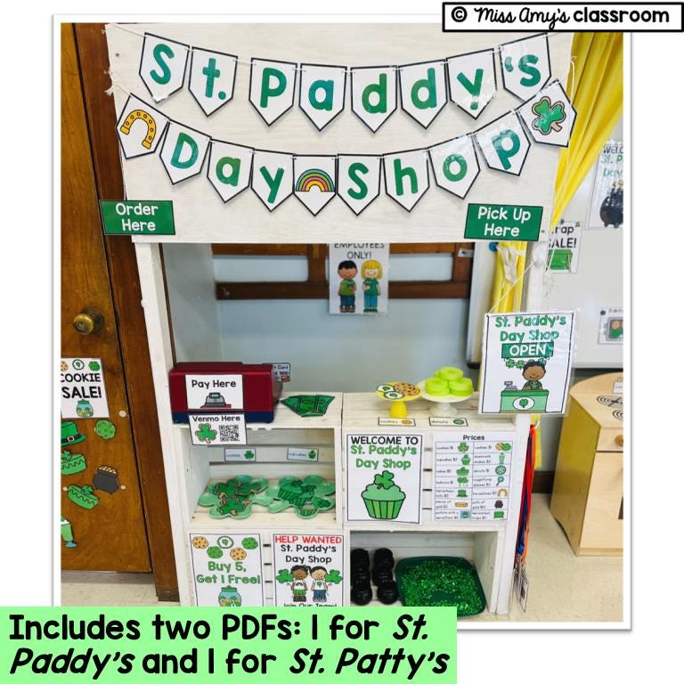 St. Patrick's Day Dramatic Play Shop: Preschool March Pretend Play (PDF ...