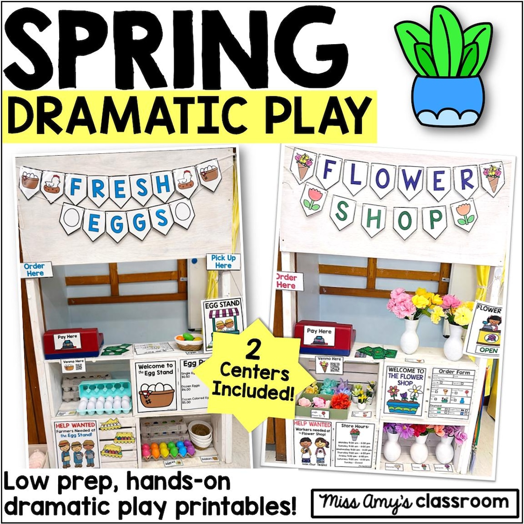 Spring Dramatic Play Centers Bundle - Flower Shop & Egg Stand / Farm ...
