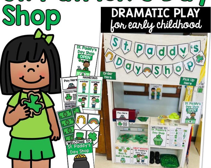 Shamrock Cafe Dramatic Play Set, St. Patrick's Day Pretend Play Set ...