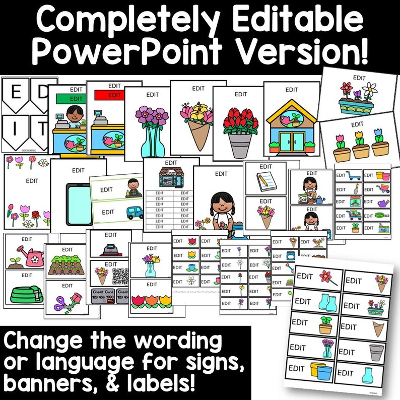 Flower Shop Dramatic Play Printables: Preschool Garden Center (editable ...