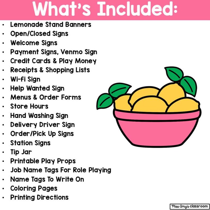 Lemonade Stand Dramatic Play Printables: Pretend Play Kit (PDF) - Etsy