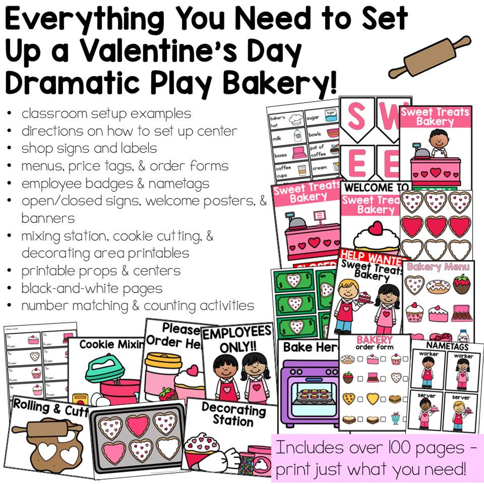 Sweet Treats Bakery: Valentine's Day Bakery Pretend Play Printables ...