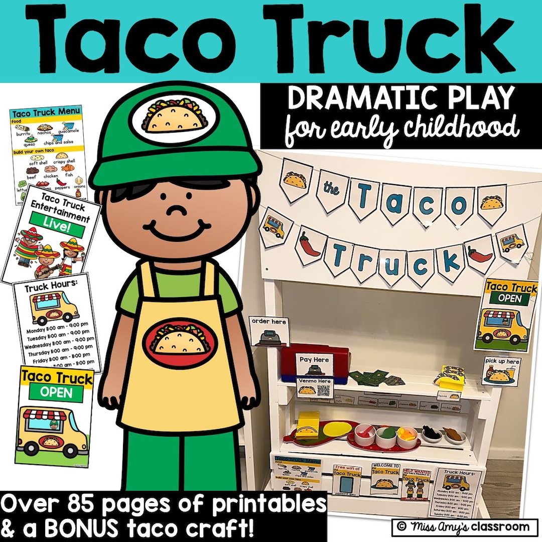 Taco Stand Dramatic Play Printable - Taco Truck Pretend Play Center for ...