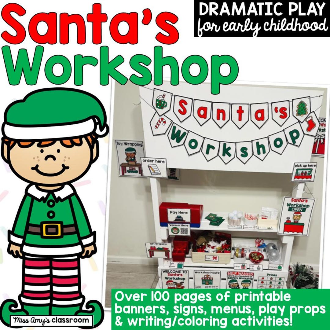 Santa's Workshop Dramatic Play Printables for Preschoolers- Christmas ...