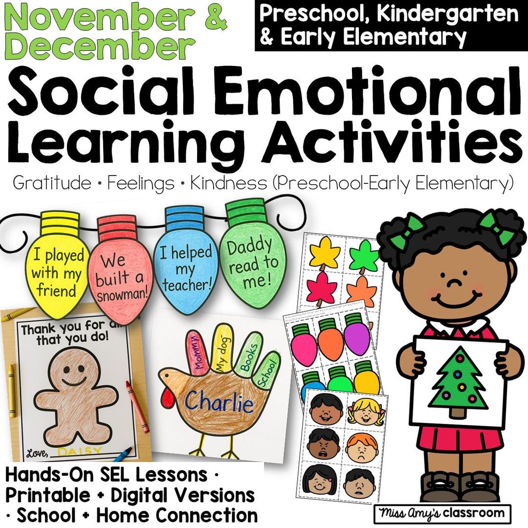 November & December SEL Bundle - Preschool Kindness and Gratitude ...