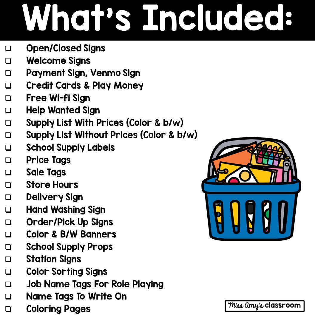 School Store Dramatic Play Printables- Back to School Pretend Play ...