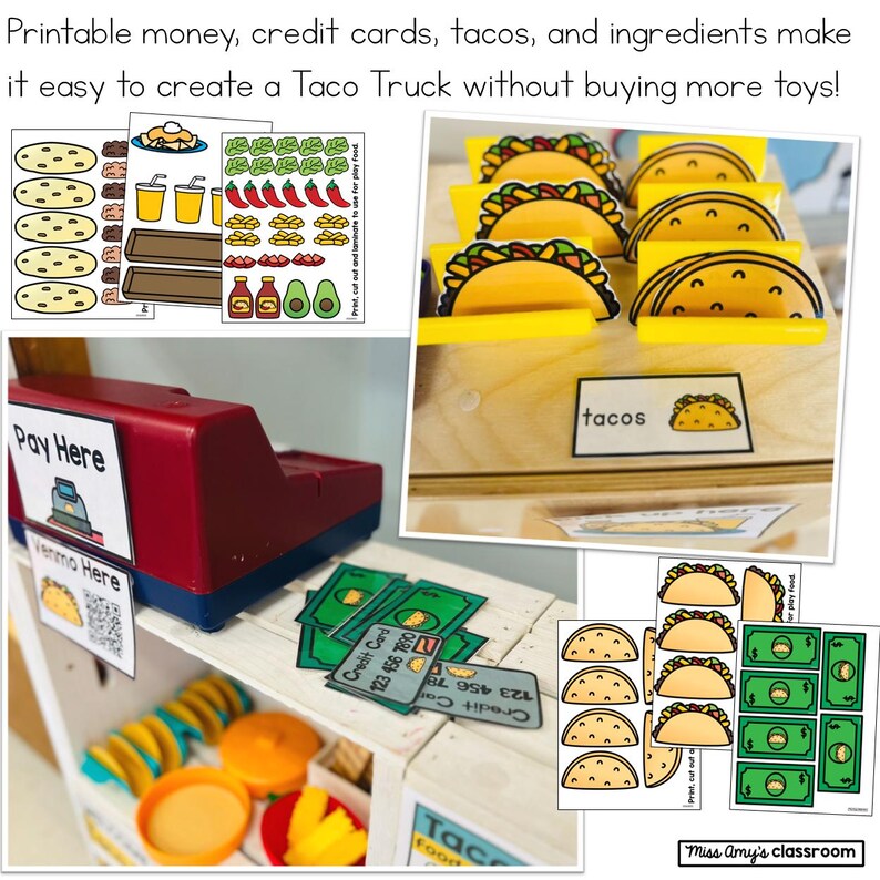 Taco Stand Dramatic Play Printable - Taco Truck Pretend Play Center for ...