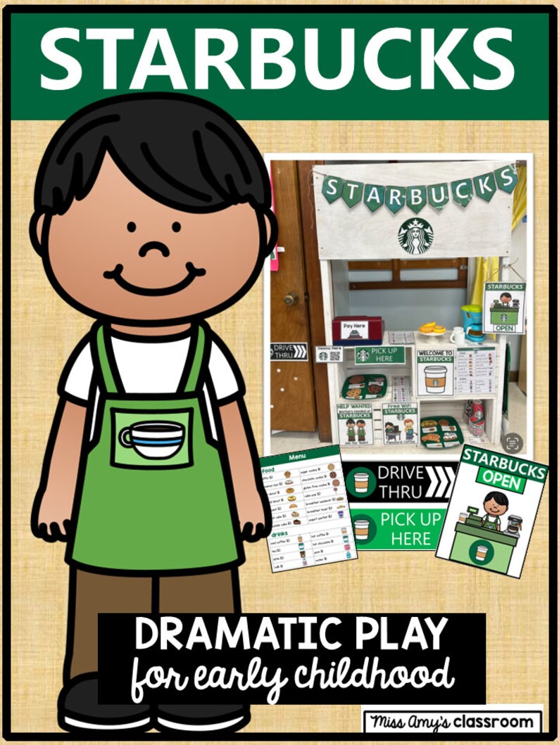 Starbucks Themed Dramatic Play Coffee Shop Pretend Play for Playrooms ...