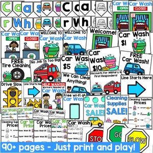 Car Wash Dramatic Play Printables – Preschool Learning Activity Pack ...